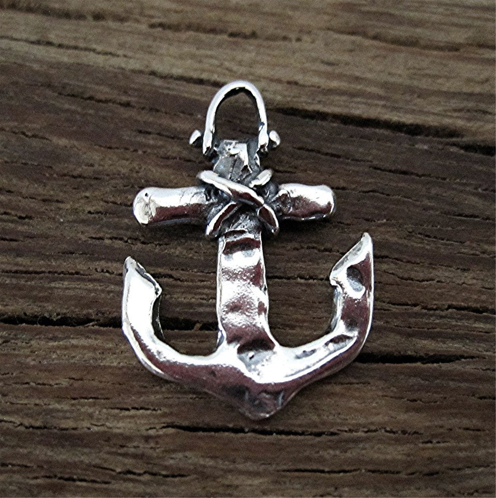 Small Detailed Artisan Anchor Pendant in Sterling Silver (one) (N) - Etsy