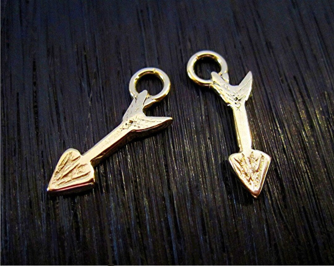 Small Gold Bronze Artisan Arrow Charms and Earring Charms set - Etsy