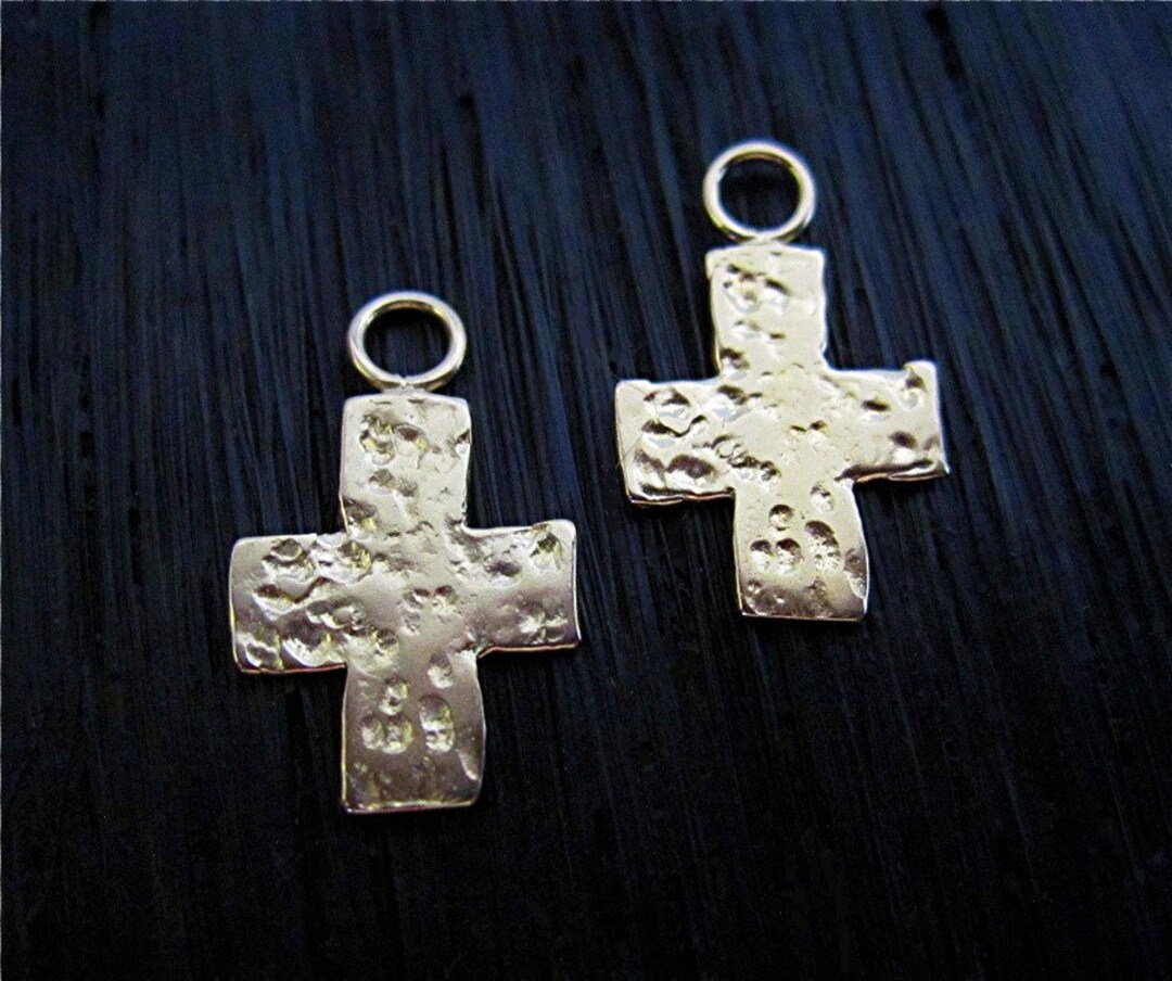 Small Textured Gold Bronze Cross Charms (set of Two) - Etsy