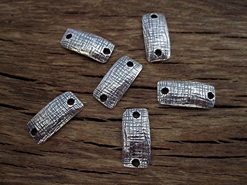 Gold Bronze Rectangular Textured Artisan Jewelry Links and Connectors ...