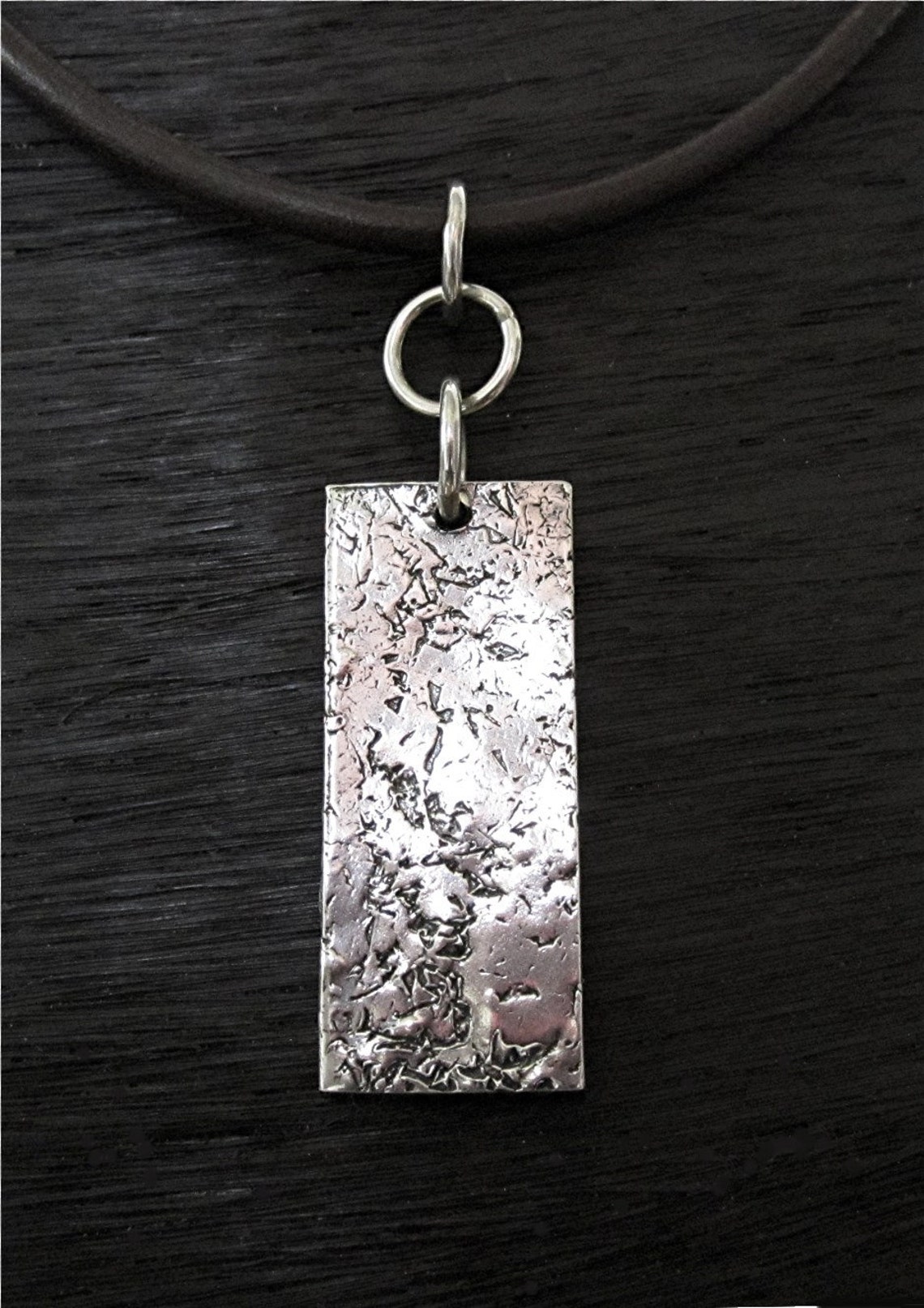 Long Rectangular Textured Sterling Silver Artisan Pendant - Etsy