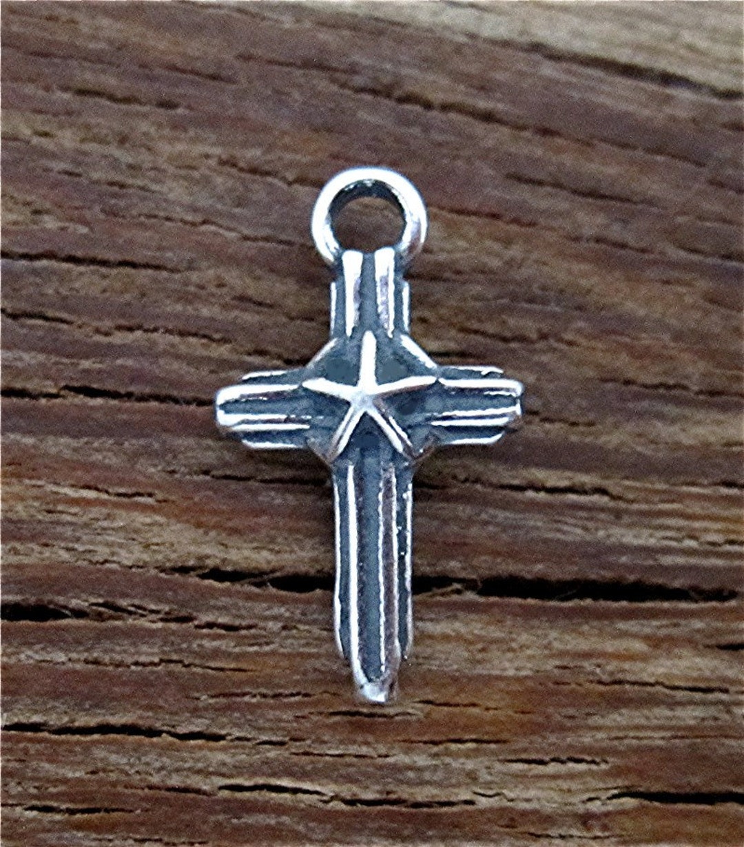 Small Designer Texas Star Cross Charm in Sterling Silver (one) (N) - Etsy