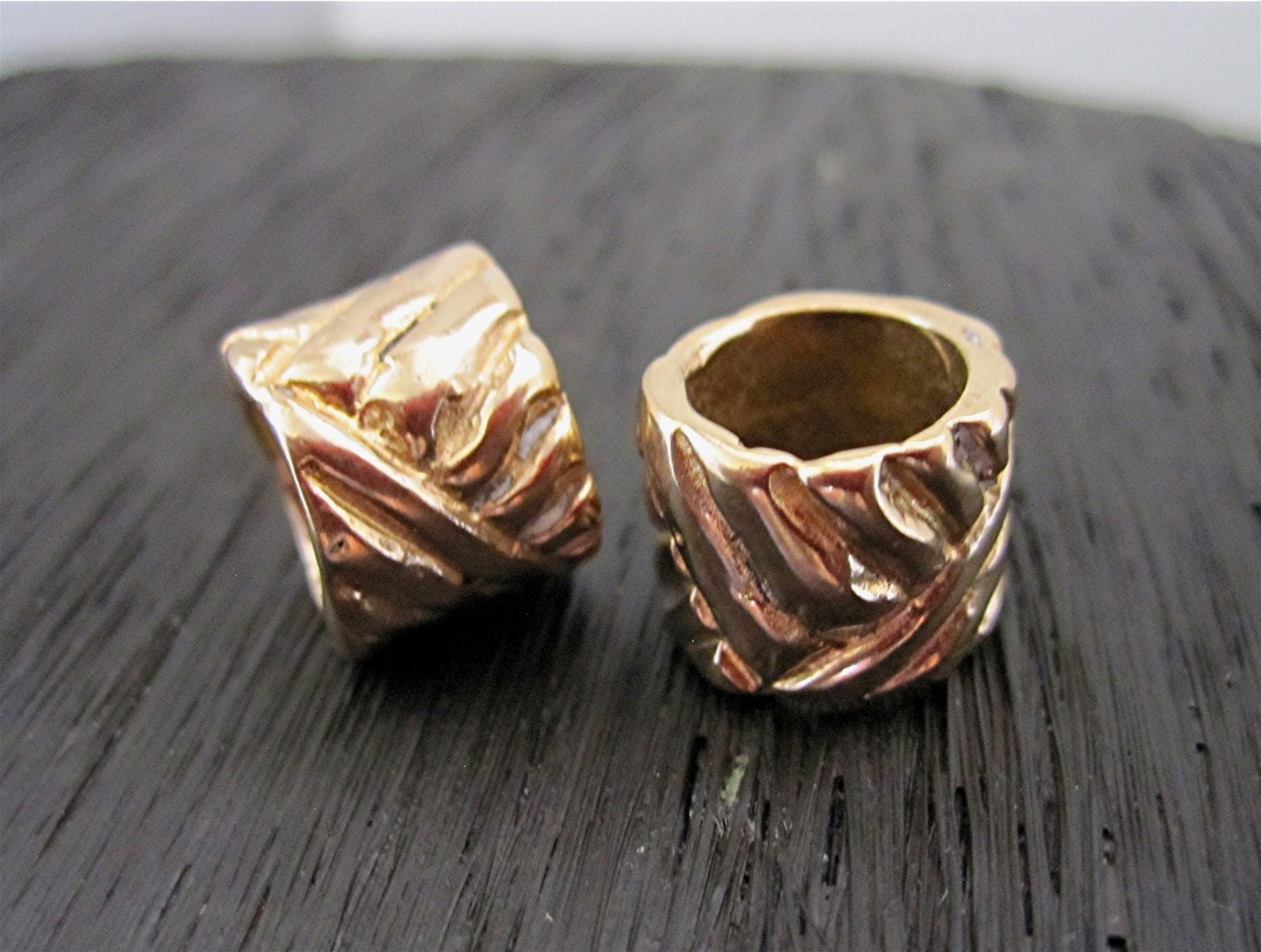 Gold Bronze Handmade Basket Weave Designed Bead and Slider | Etsy