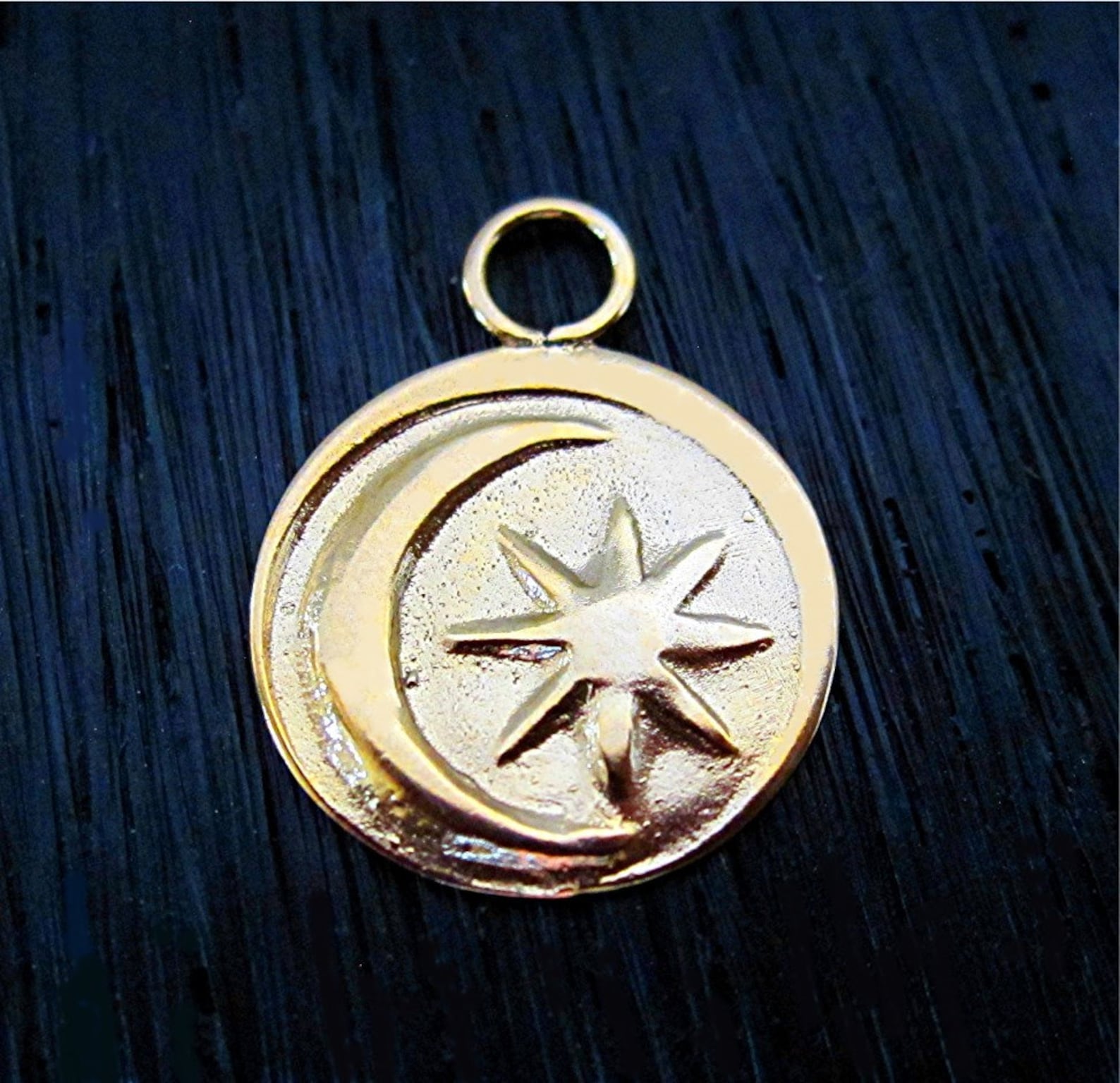 Artisan Stamped Sun and Moon Charm in Sterling Silver one - Etsy