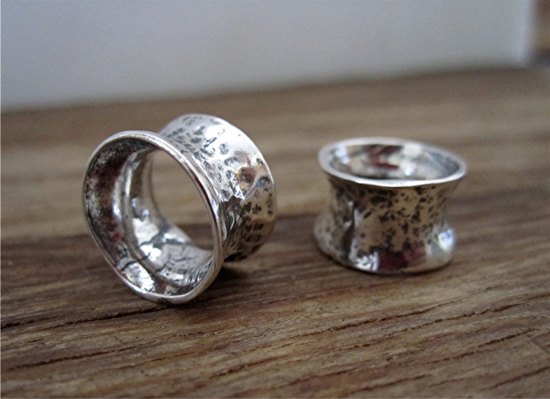 One Large Hammered Concave Artisan Sterling Silver Bead and Slider (one ...