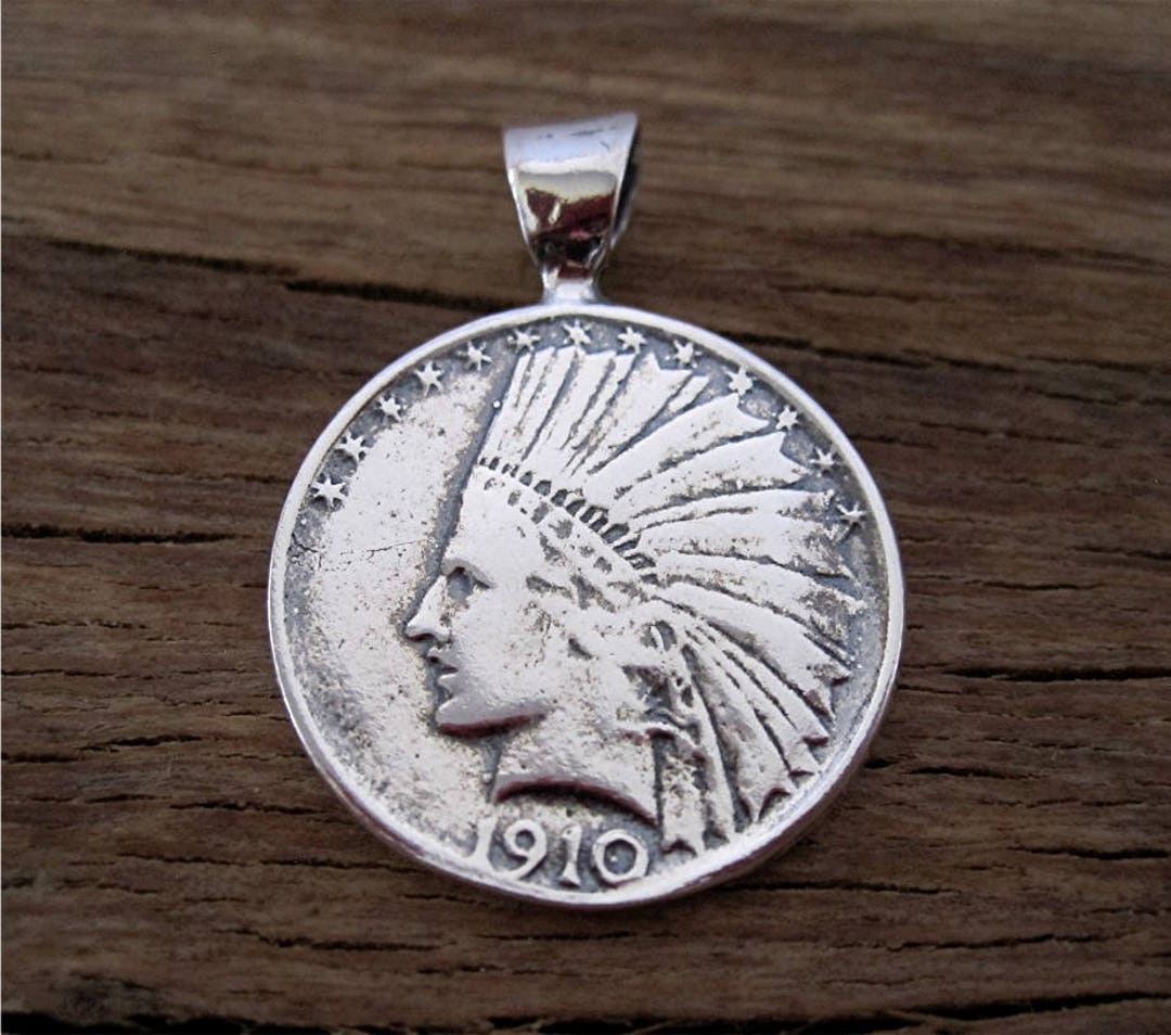 Reproduction Indian Head Eagle Coin Pendant in Sterling Silver - Etsy