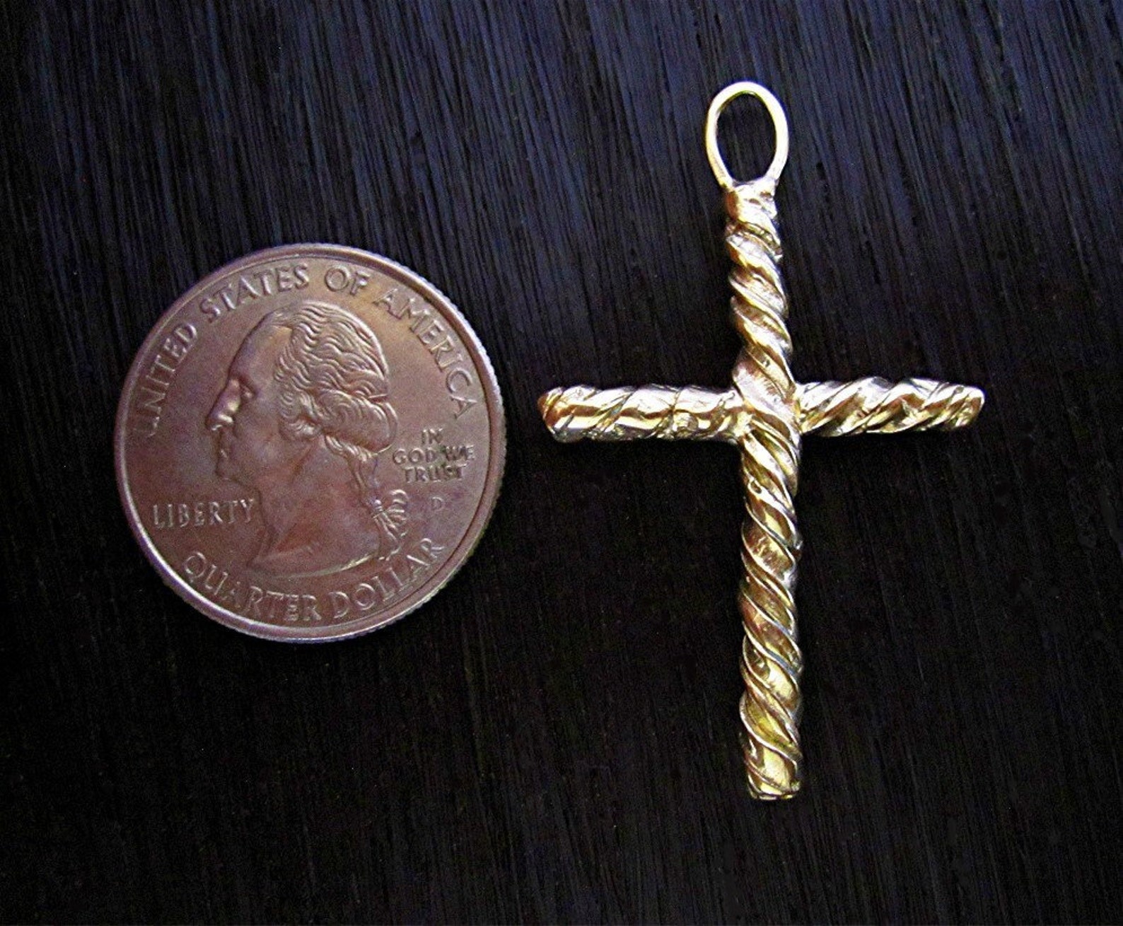 Rustic Artisan Textured Cross Pendant in Gold Bronze (one) - Etsy