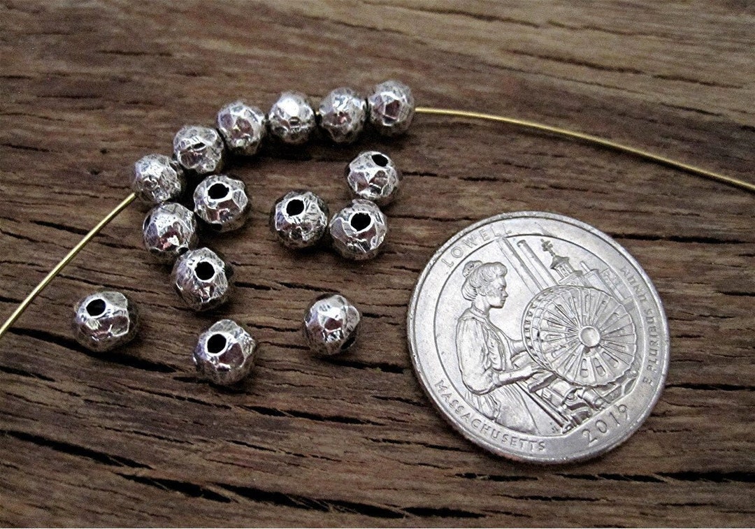 4mm Rustic Textured Sterling Silver Round Sphere Spacer Bead (one) (A ...