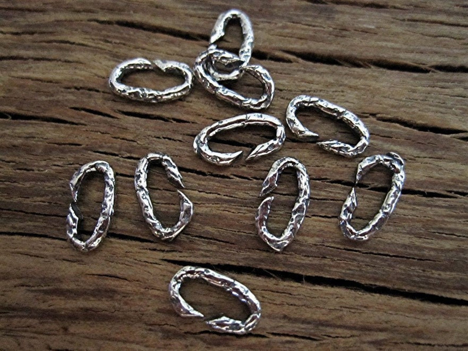 Small Textured Sterling Silver Open Jump Rings set of EIGHT - Etsy