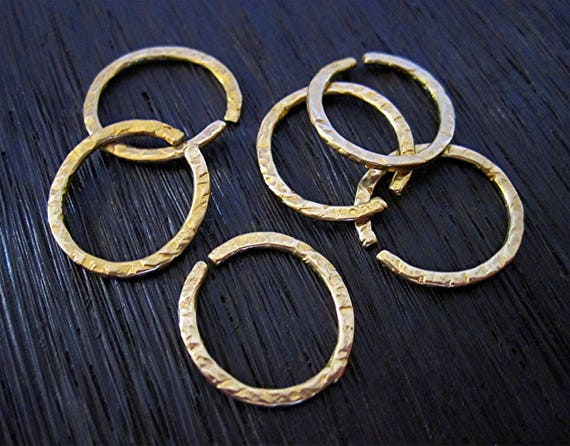 TWO Large Round Textured Open Jump Rings in Gold Bronze set - Etsy