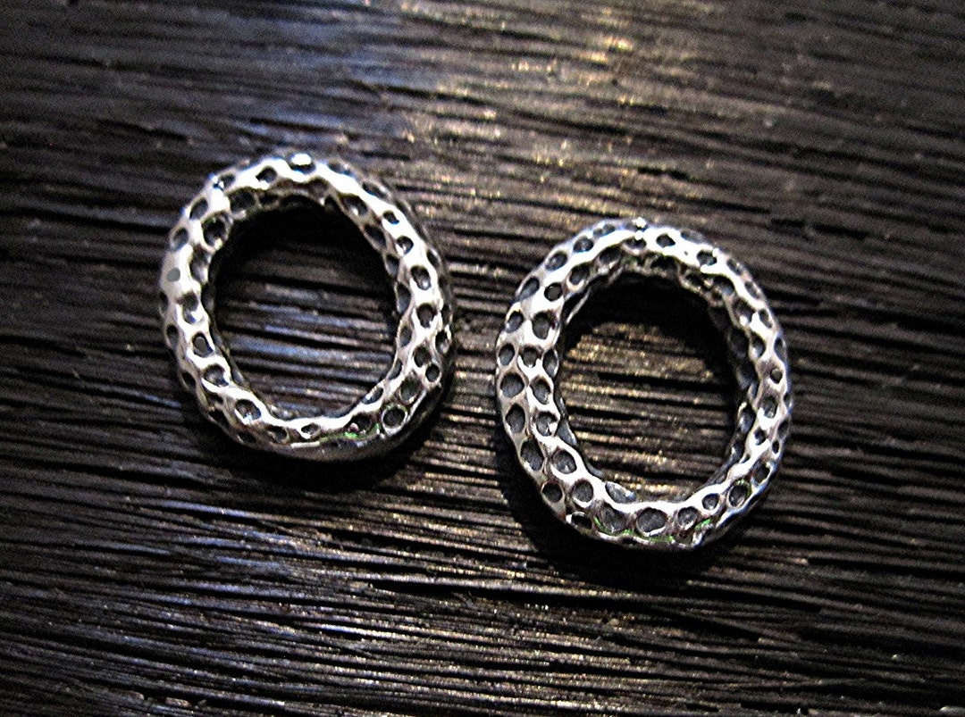 Sterling Silver Speckled Textured Jewelry Link and Connector (set of 2 ...