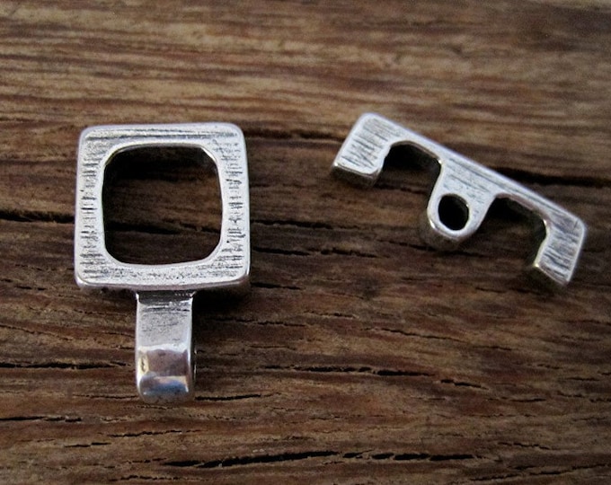 Artisan Textured Sterling Silver Square Toggle Clasp one - Etsy