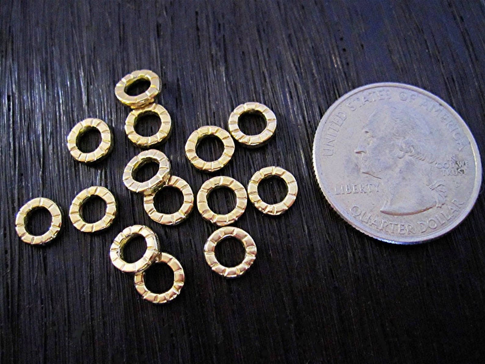 Small Sterling Silver Artisan Lined Disc Wheel Link and Spacer | Etsy