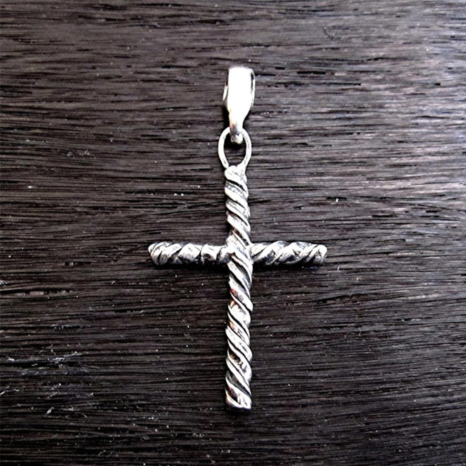 Rustic Artisan Textured Cross Pendant in Gold Bronze one | Etsy