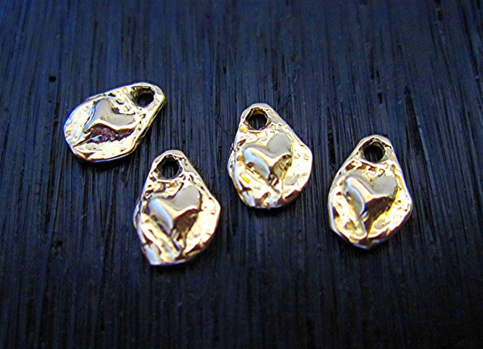 Small Rustic Artisan Gold Bronze Heart Charms set of 4 - Etsy