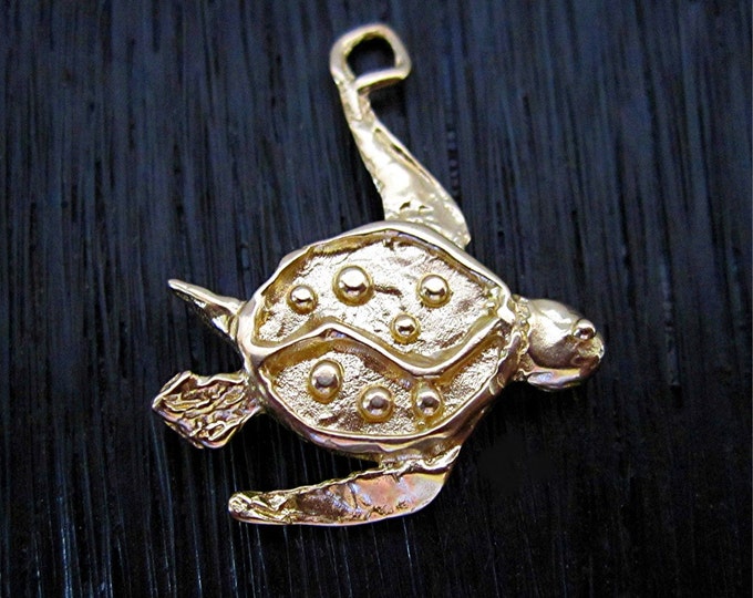Small Artisan Sea Turtle Charm in Gold Bronze (one) - Etsy