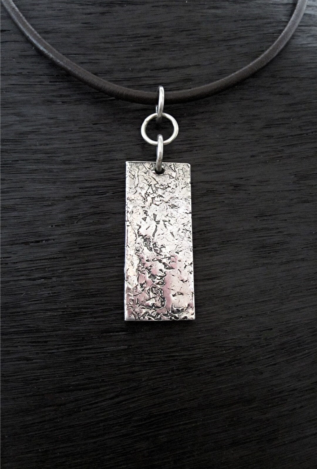 Long Rectangular Textured Sterling Silver Artisan Pendant one N - Etsy