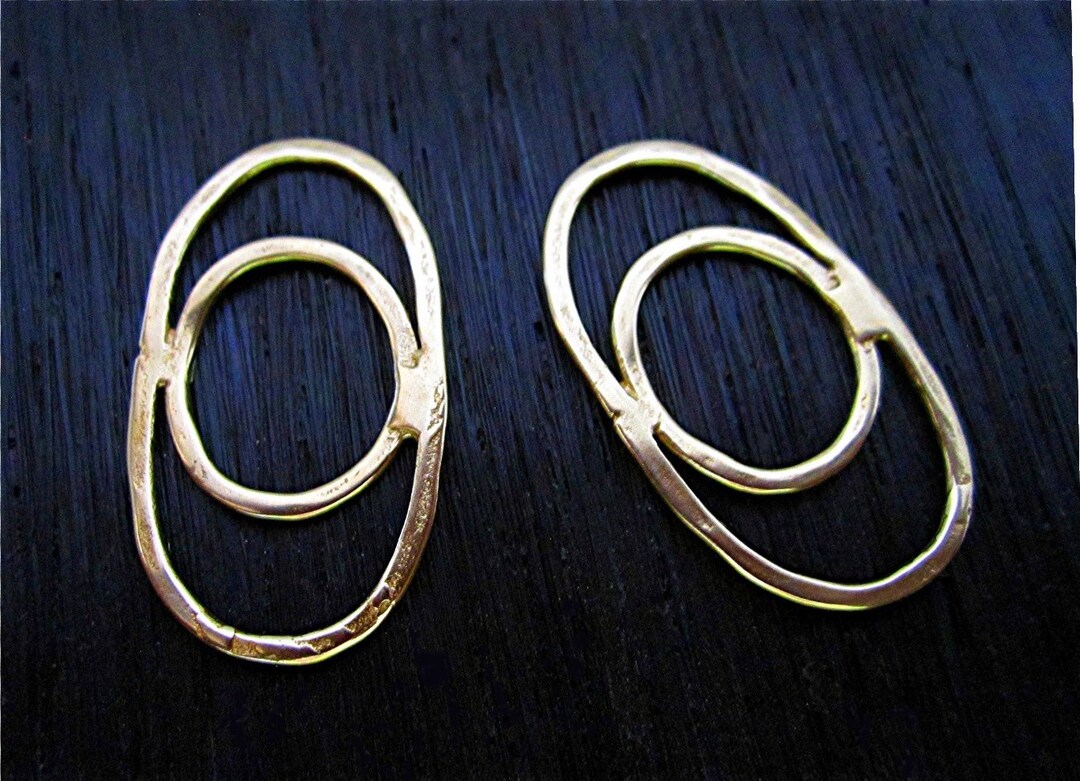 Artisan Handmade Gold Bronze Double Loop Jewelry Links (set of 2) - Etsy