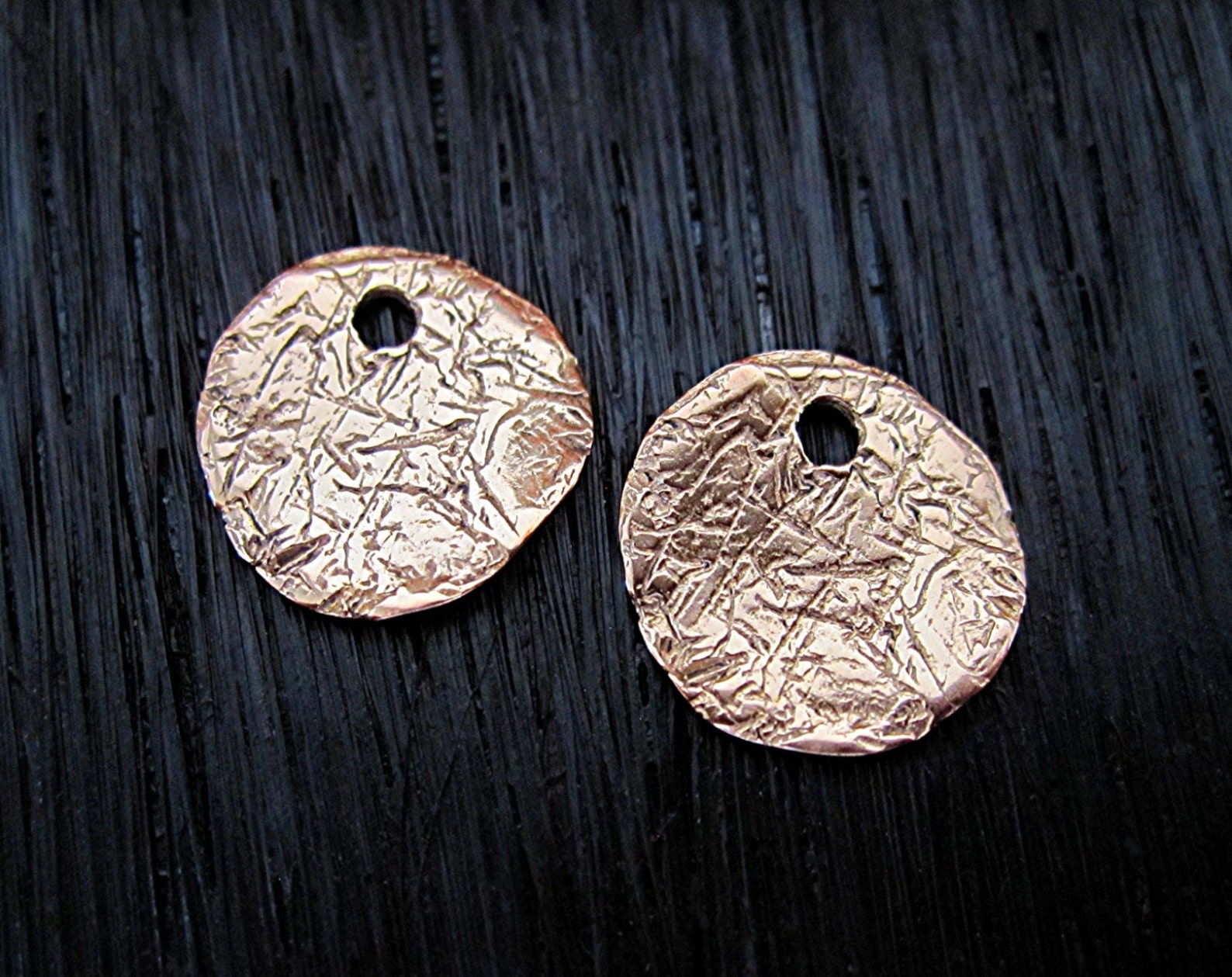 Small Round Textured Disc Charms in Gold Bronze set of 2 | Etsy