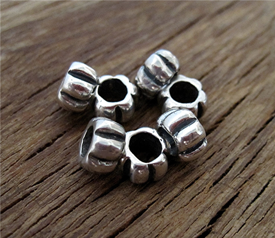 One Handmade Artisan Round Lined Fluted Melon Bead and Spacer in ...