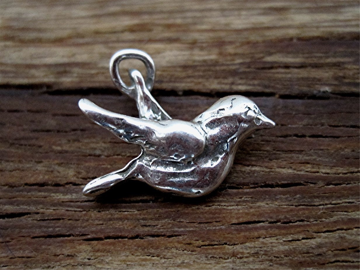 Artisan Bluebird Charm in Sterling Silver one C N | Etsy