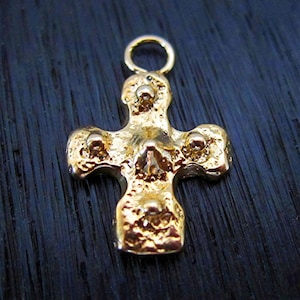 Rustic Artisan Dotted Cross Charm in Sterling Silver (one) - Etsy