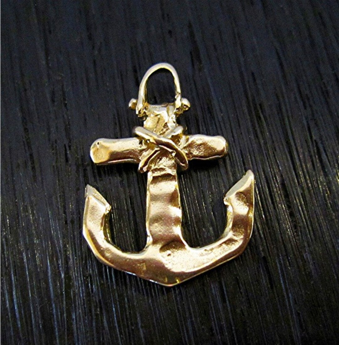 Small Detailed Artisan Anchor Pendant in Gold Bronze (one) (N) - Etsy