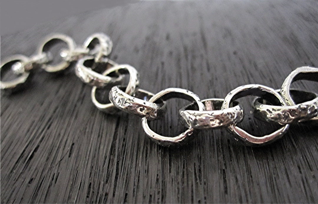 Textured Artisan Sterling Silver Rolo Link Chain (multiple Lengths ...
