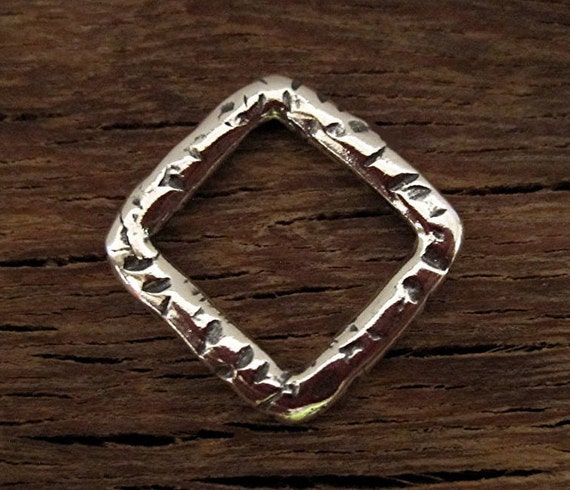 Large Textured Artisan Diamond Shaped and Square Jewelry Link | Etsy