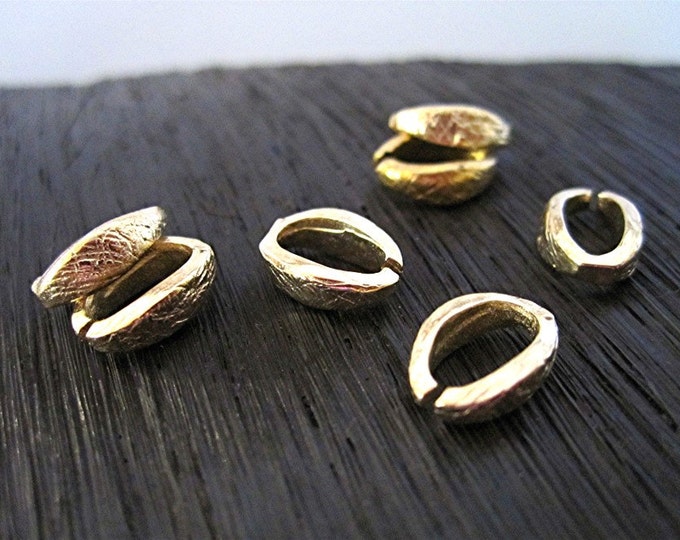 Small Oval Gold Bronze Textured Bail Enhancer and Open Jump Ring one ...