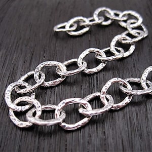 Artisan Handcrafted Textured Sterling Silver Link Chain (multiple ...