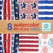 America Watercolor 4th of July Digital Paper Set in Bright Colors ...