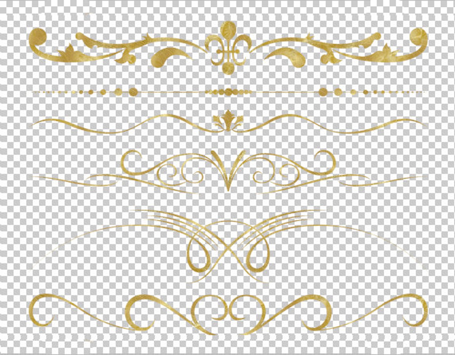Clip Art GOLD Digital Border Flourish Swirl Border * Gold Flower Border ...