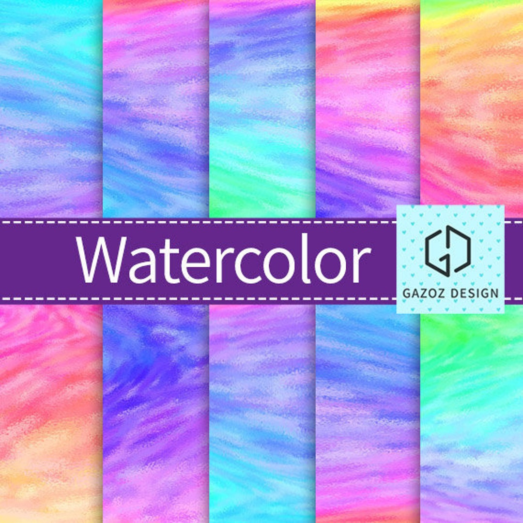 Watercolor Rainbow Digital Paper, Pastel Rainbow Digital Background ...