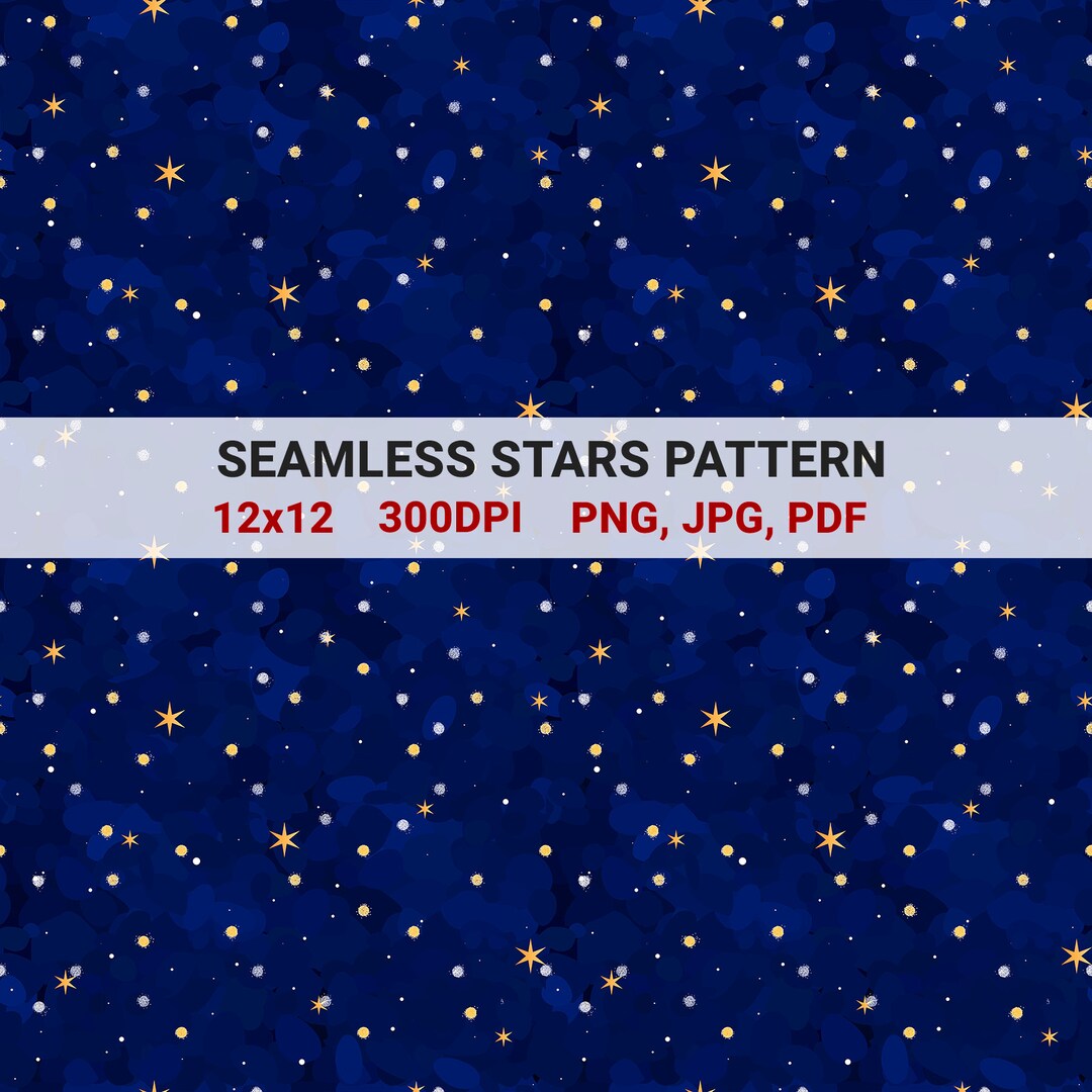 Seamless Night Sky Digital Paper, Starry Skies Digital Paper, Star ...
