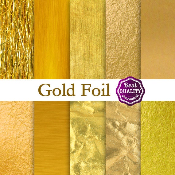 Gold Foil Digital Paper Metallic Gold Digital Paper