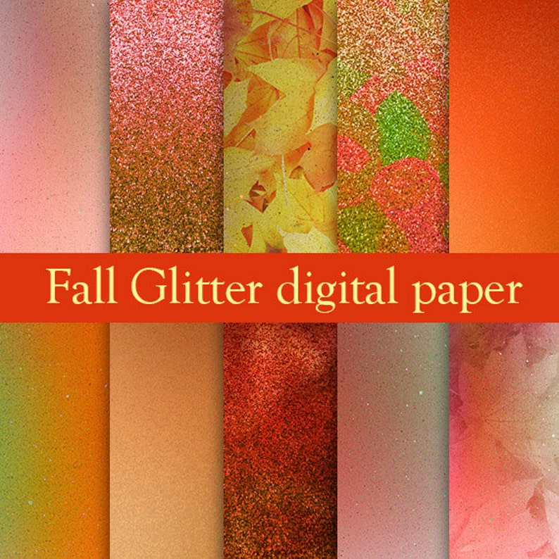 Fall Glitter Digital Papers fall Patterns Fall - Etsy