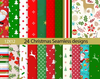Red and Green Christmas Digital Paper Set Christmas Digital - Etsy