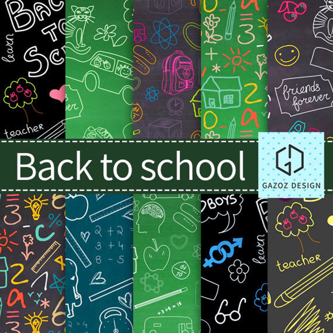 Back to School BIG SALE Chalkboard Digital Papers * Chalkboard ,math ...