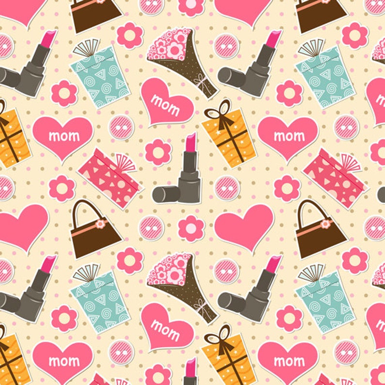 Mother's Day Digital Paper With Hearts, Mom and Child, Flower ...