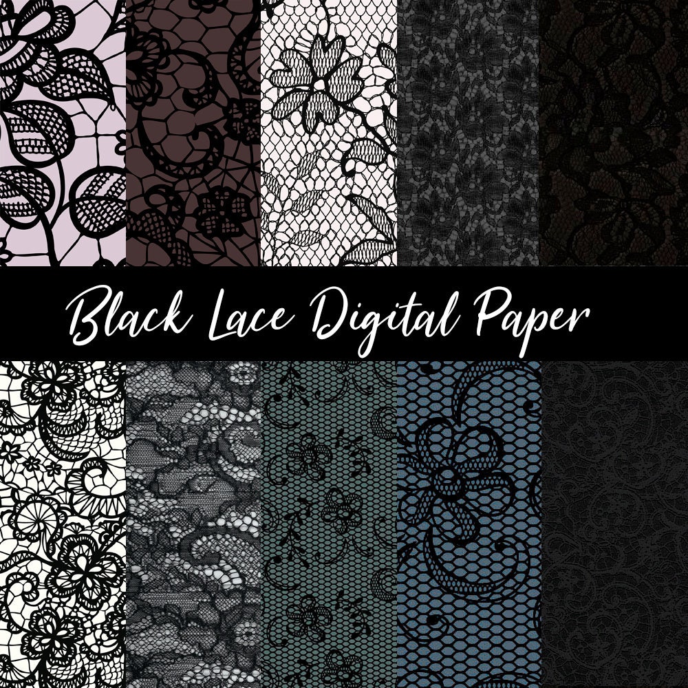 BLACK LACE Digital Paper: "lace" Backgrounds * Lace Patterns for ...