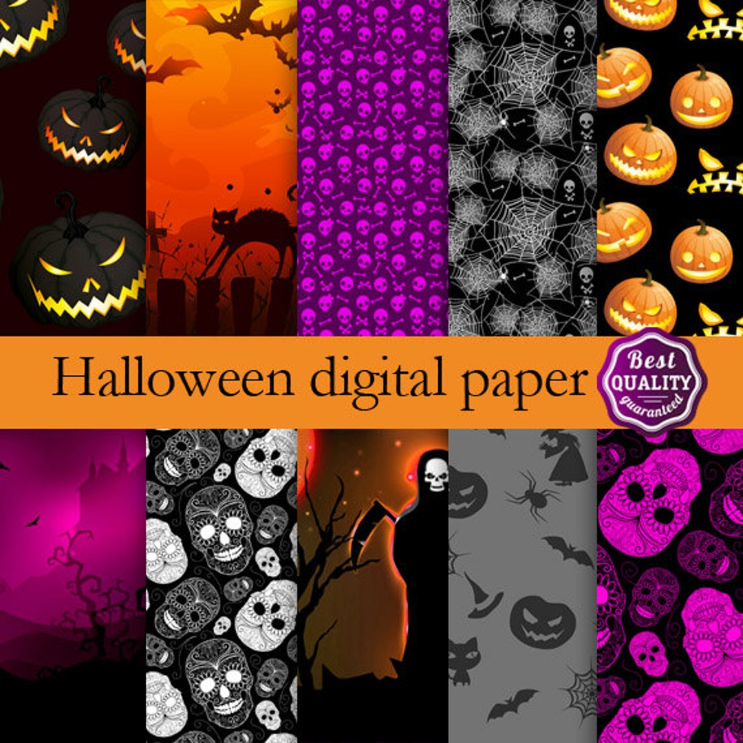 HALLOWEEN Digital Papers Halloween Bats Spider Web - Etsy