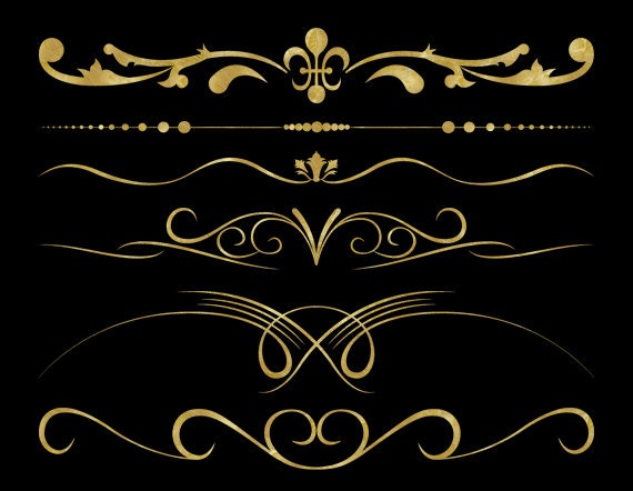 Clip Art GOLD Digital Border Flourish Swirl Border * Gold Flower Border ...