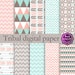 Tribal Digital Paper: tribal PINK MINT and Brown Tribal Scrapbook ...