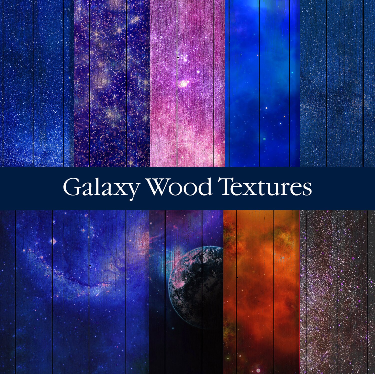 Wood Night Sky Galaxy Digital Paper, Starry Skies Digital Paper, Outer ...