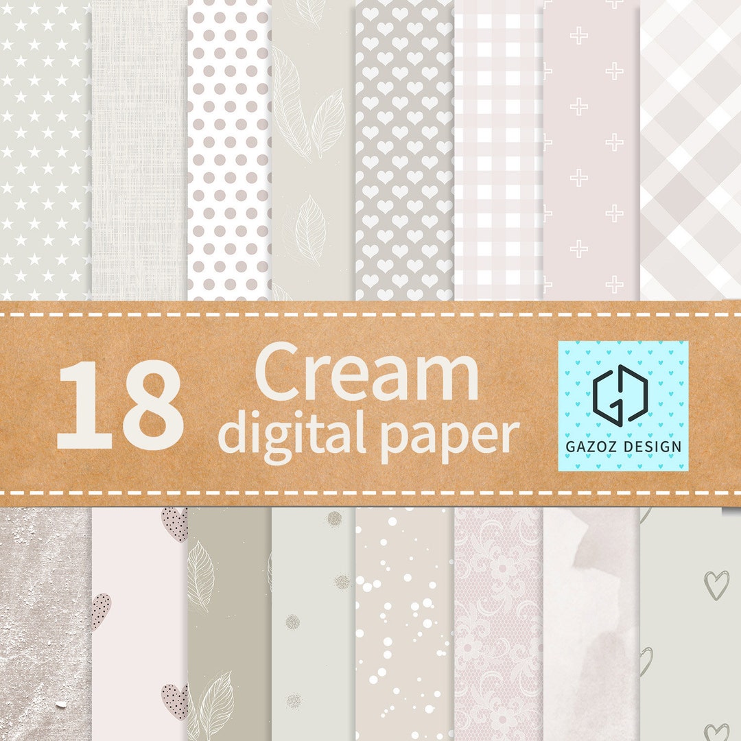 Cream Digital Scrapbook Paper Set 18 Natural Digital Paper 4 ...