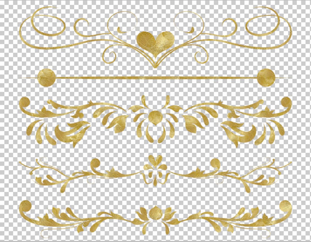 Clip Art GOLD Digital Border Flourish Swirl Border * Gold Flower Border ...