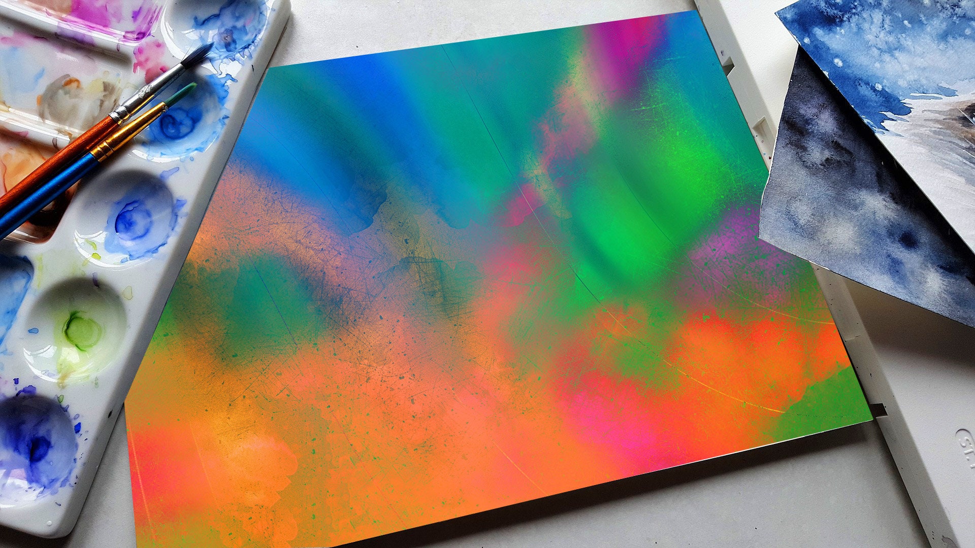 Watercolor Bright Digital Paper, BRIGHT Rainbow Digital Background ...