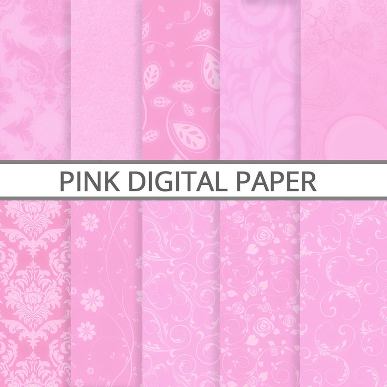 Pink Digital Scrapbook Paper Set 10 Pinkpapers for - Etsy