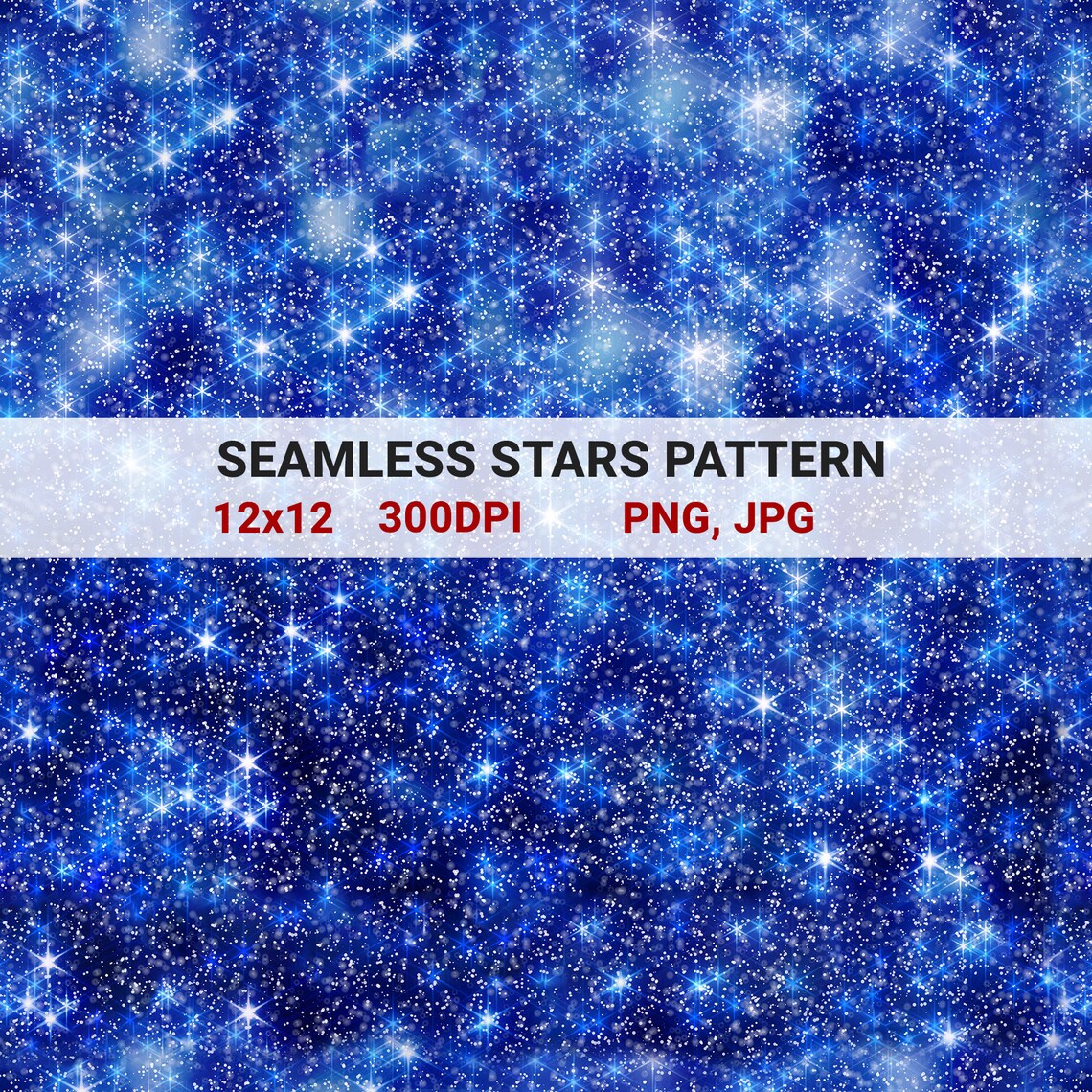 Seamless Glitter Night Sky Digital Paper, Starry Skies Digital Paper ...